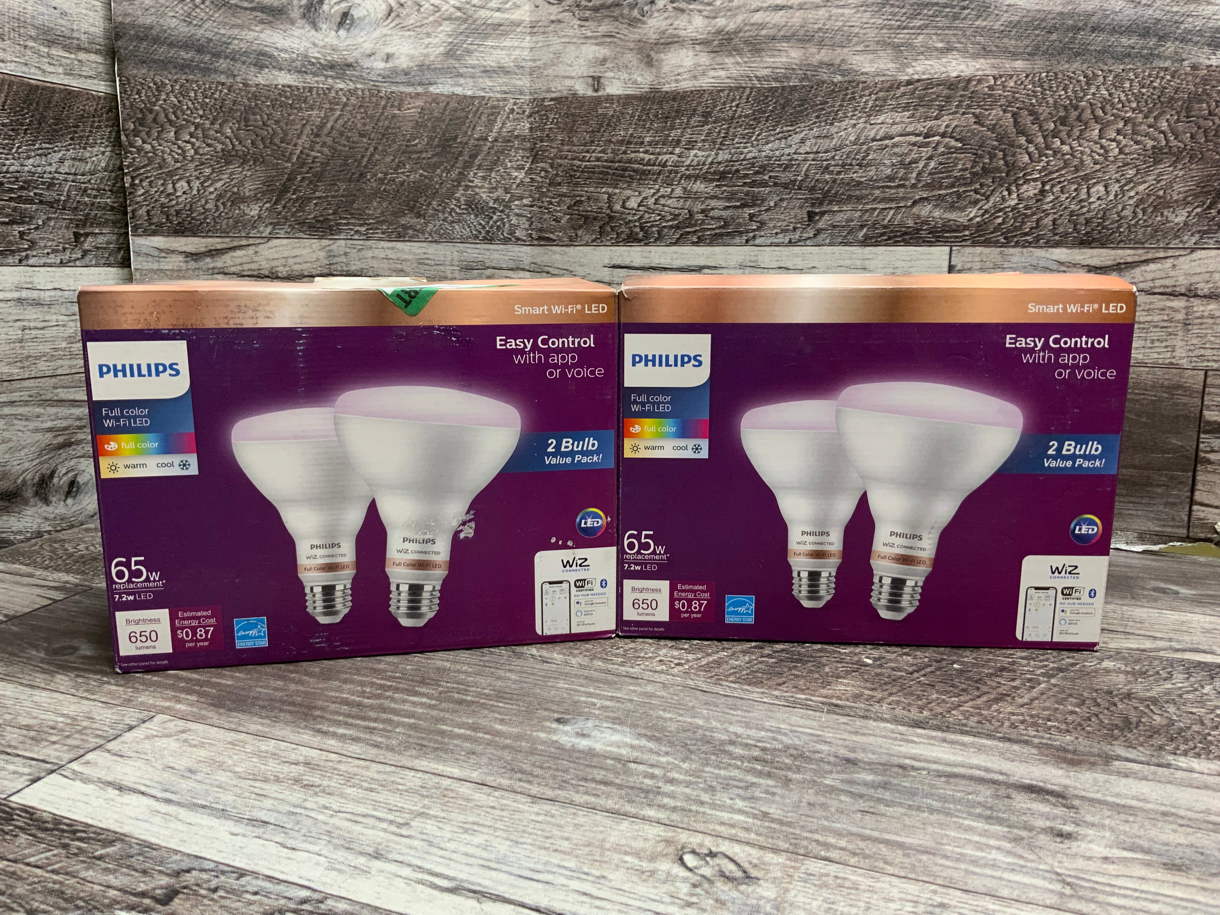 Philips WIZ Connected Full Color Smart Wi-Fi LED 65W-BR30 (2 Boxes, 4 Philips WIZ Connected Full Color Smart Wi-Fi LED 65W-BR30 (2 Boxes, 4
